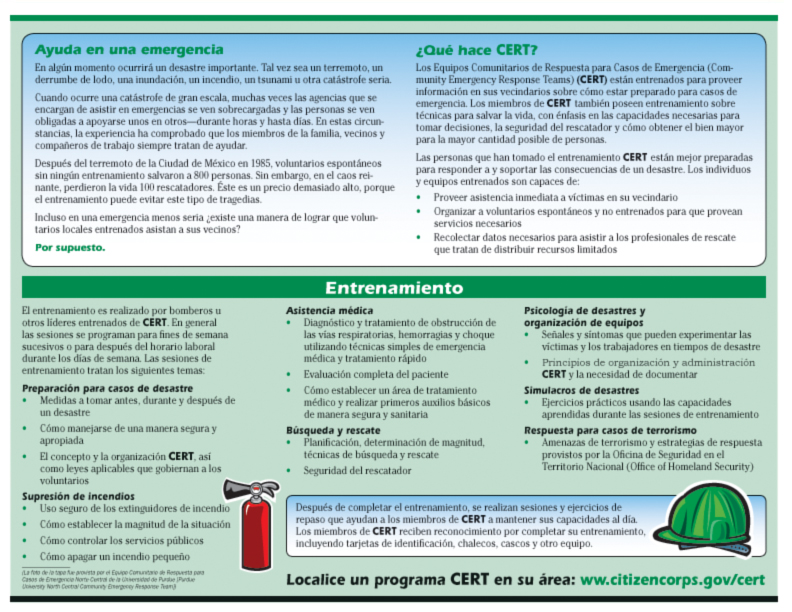Sample CERT Pamplet